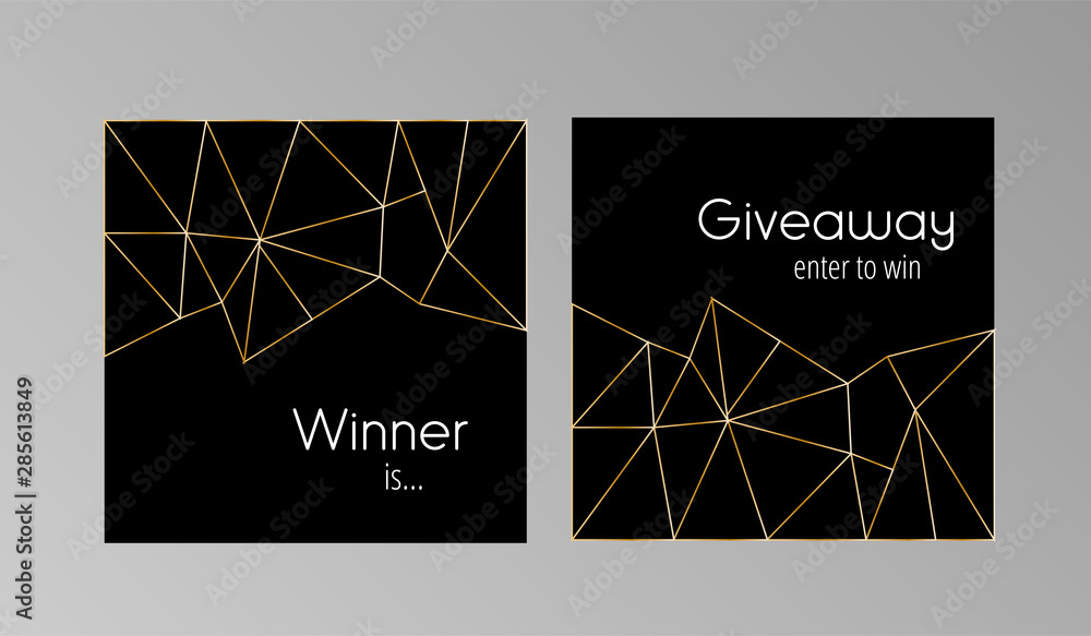 Modern poly banners for social media page, giveaway and winner square ...