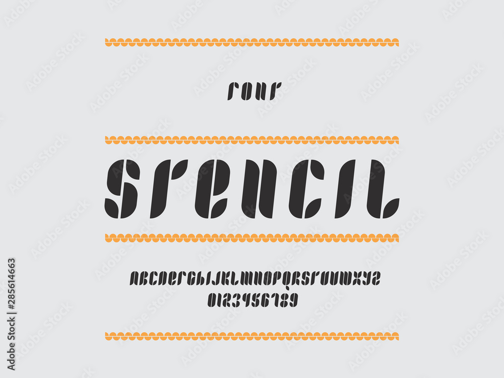 Stencil cursive font. Vector Stock Vector | Adobe Stock