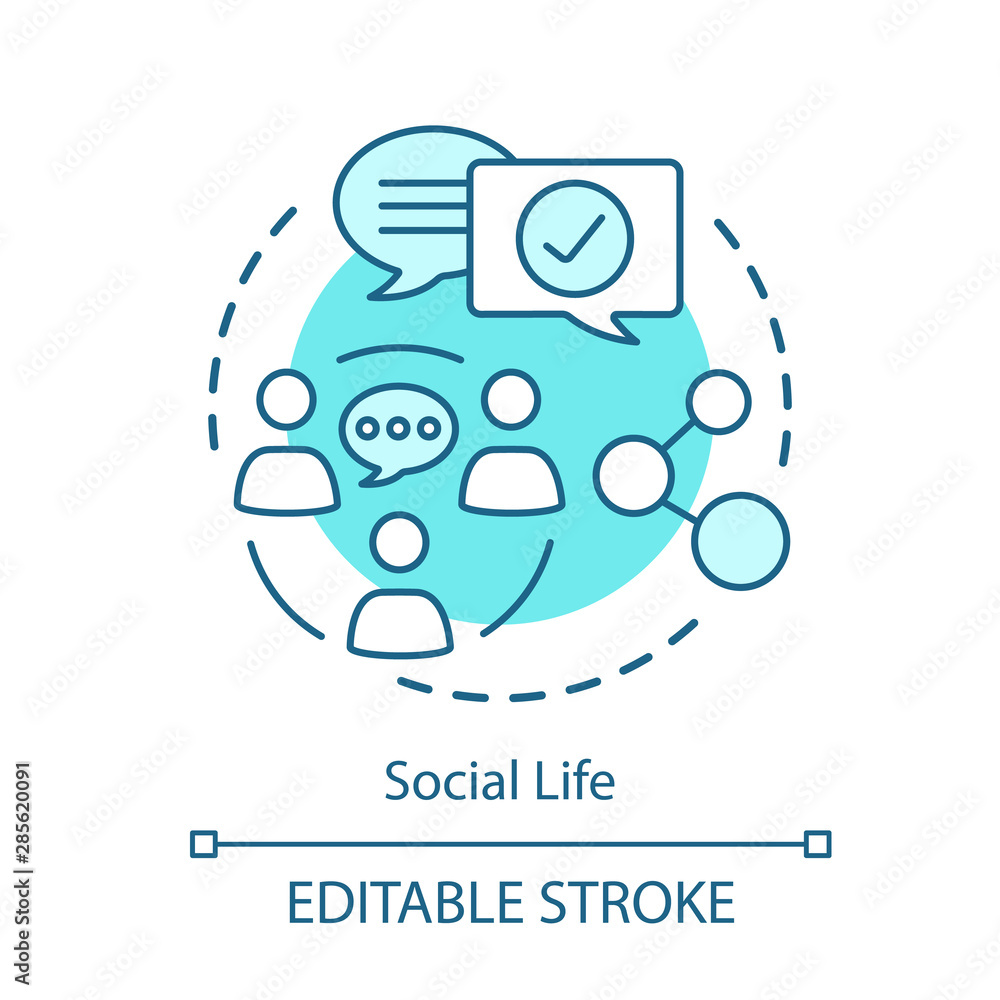 Social life relationships concept icon. Meeting people, socializing ...