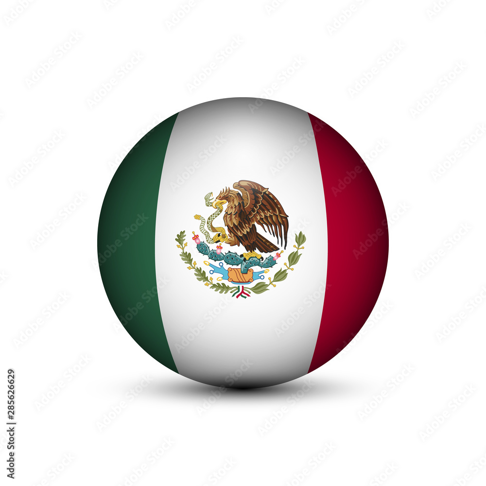 Flag of Mexico in the form of a ball isolated on white background ...