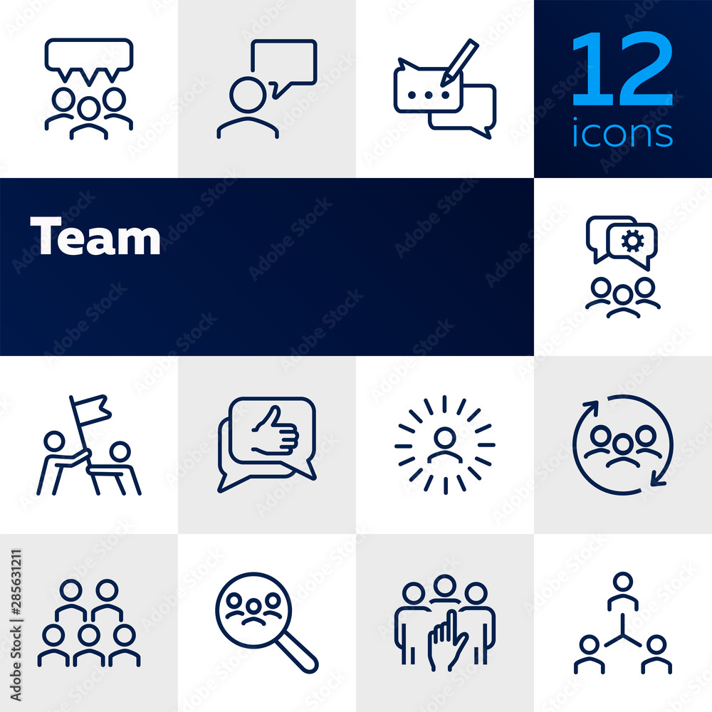 Team icons. Set of line icons. Human resource, hr management, corporate ...