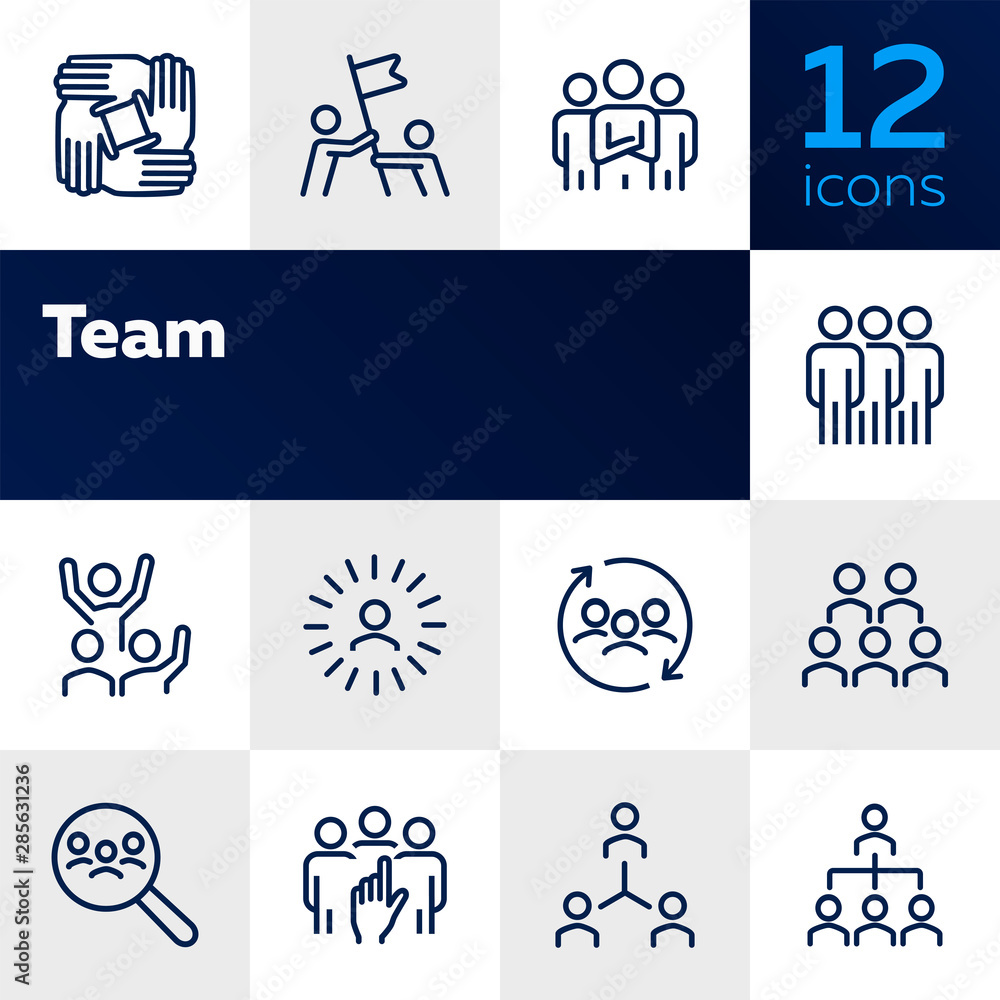 Team line icon set. Staff, success, personnel selection. Teamwork ...