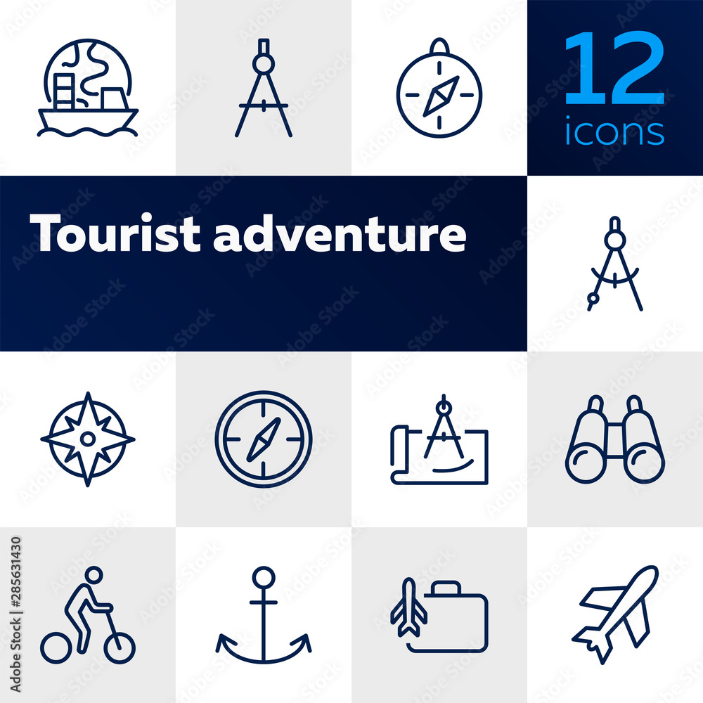 Tourist adventure icon set. Travel concept. Vector illustration can be ...