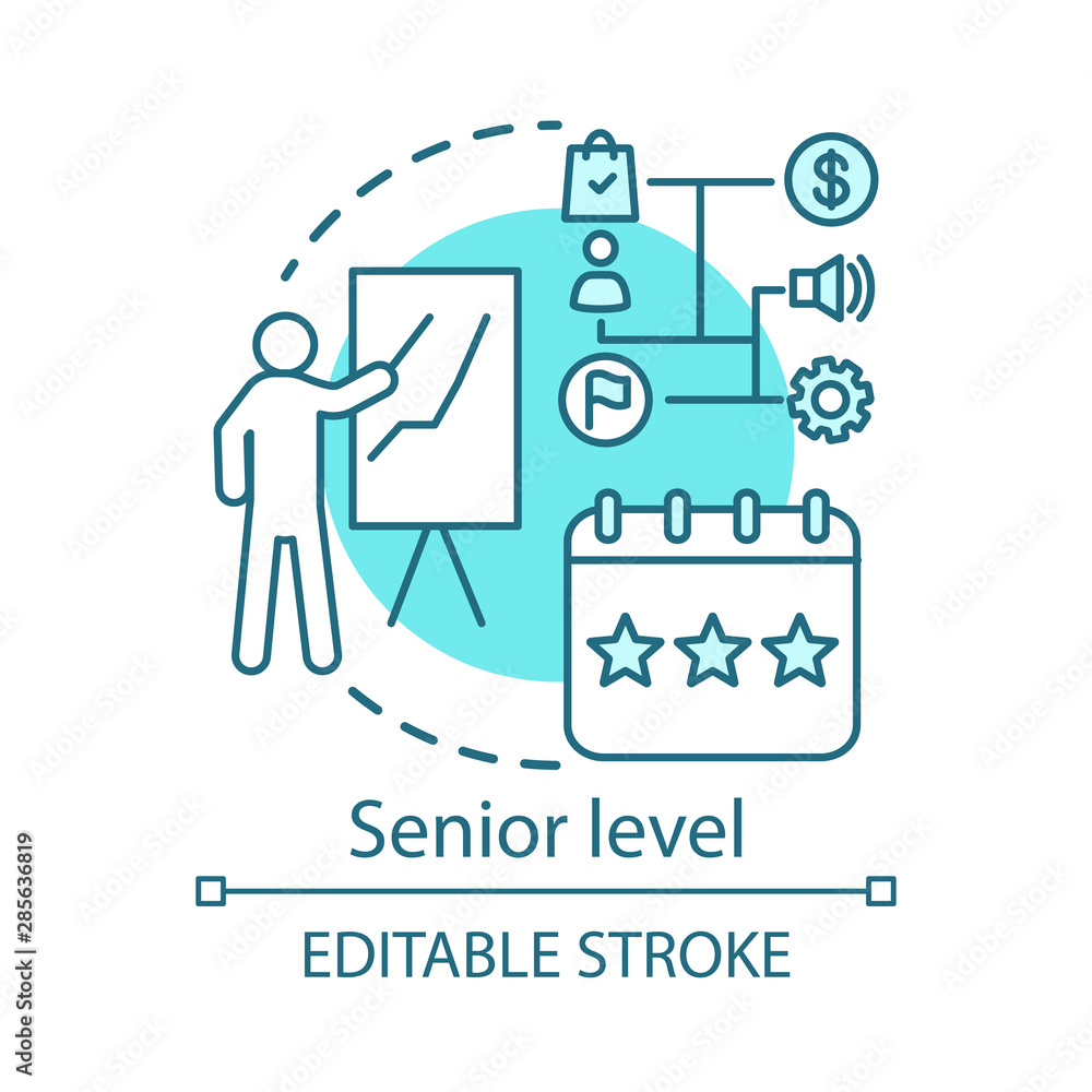 Senior level concept icon. Profession level idea thin line illustration ...