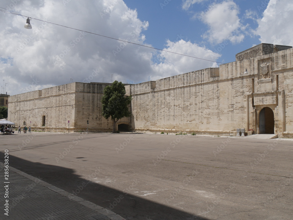 Lecce – Castle. It has a Royal Gate which allows the access and the ...