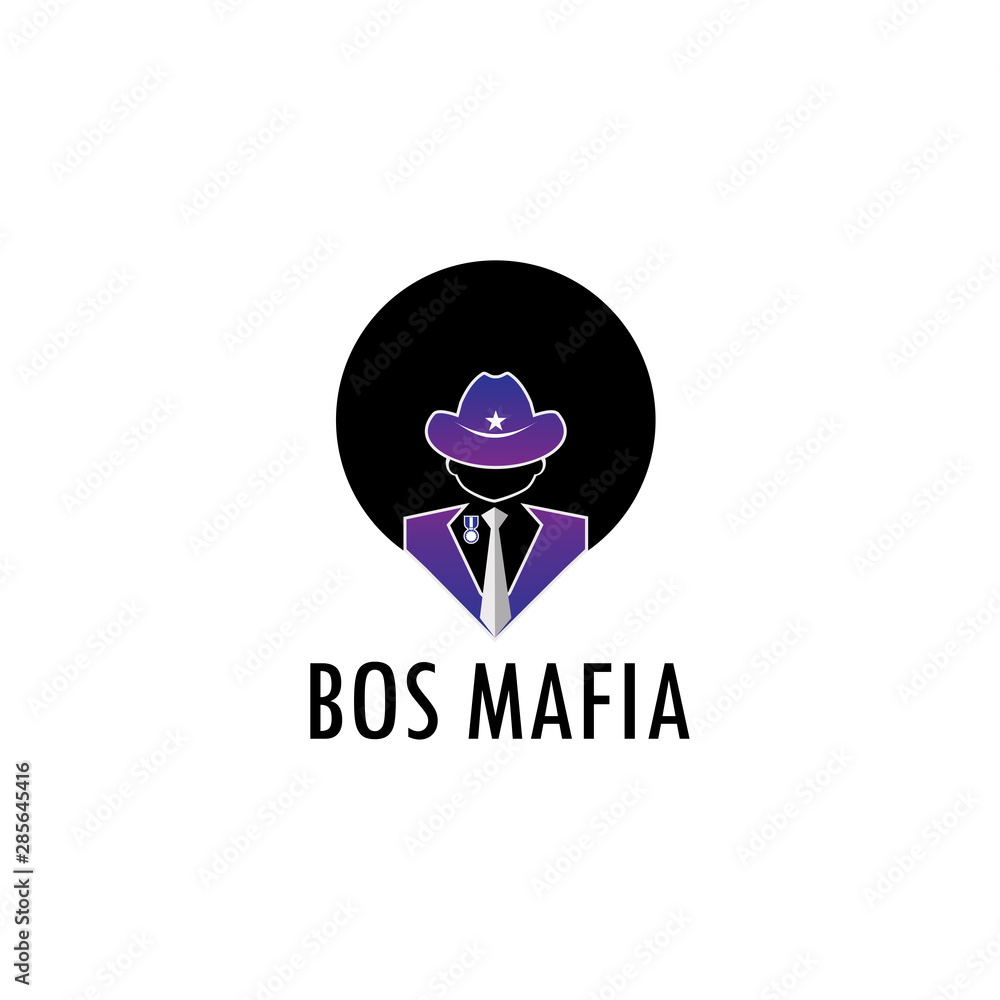 mob boss symbol with abstract human head in a hat. Design elements for ...