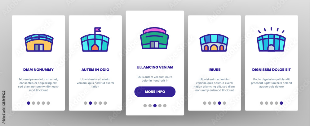 Arena Buildings Onboarding Mobile App Page Screen Vector Thin Line ...