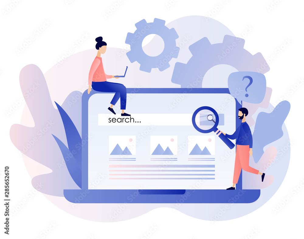 SEO Search Engine Optimization concept set. Flat cartoon style. Vector ...