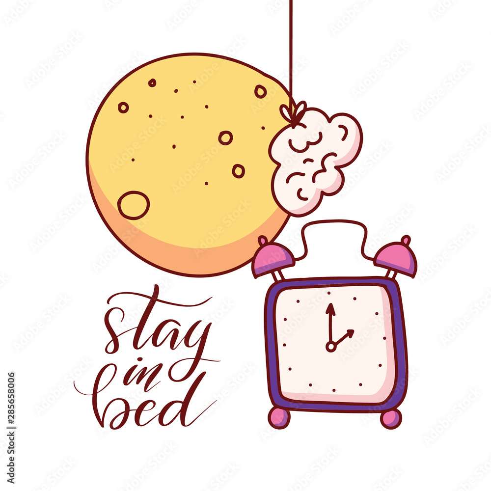 Stay in bed handwritten lettering. Modern vector hand drawn calligraphy ...