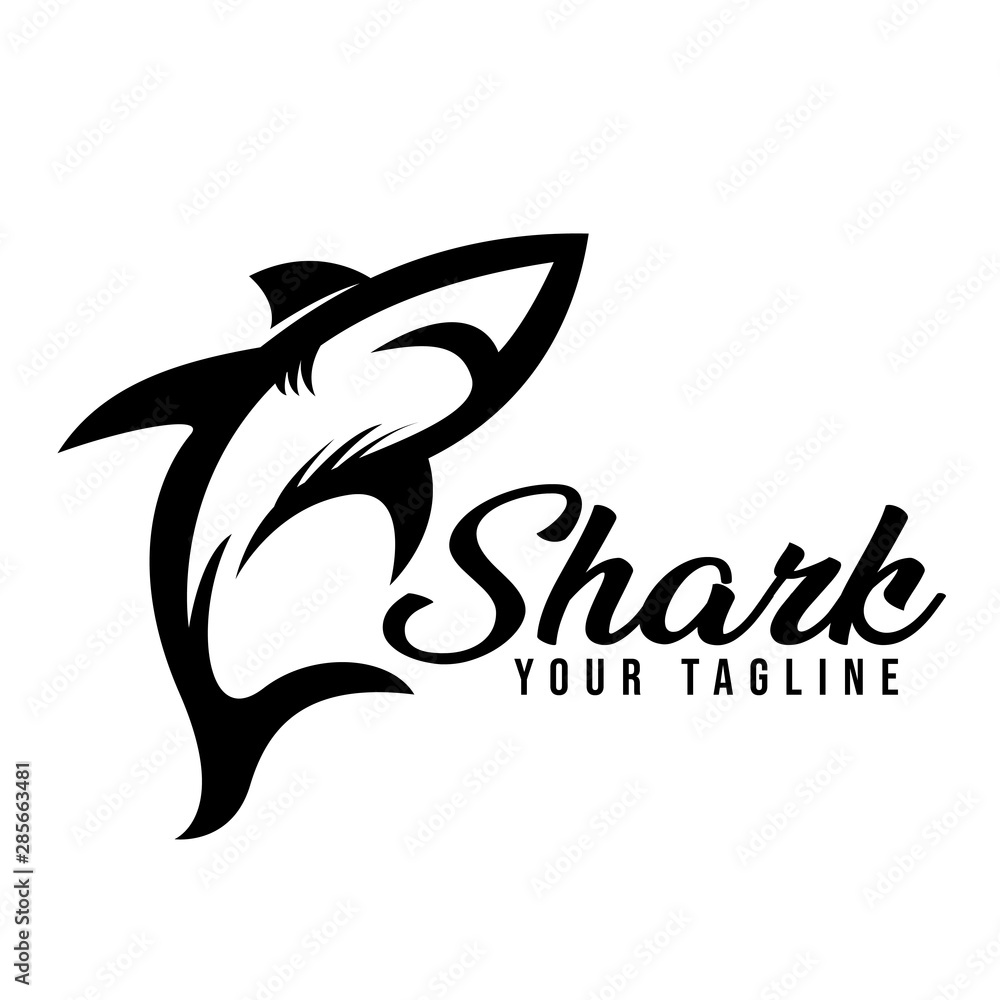 shark logo jumping style bottom view design inspiration Stock Vector ...