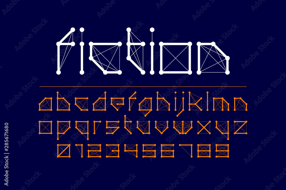 Science fiction style font design, alphabet letters and numbers Stock ...