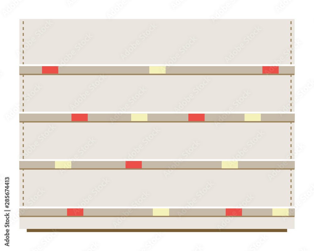 Retail store white empty shelves flat cartoon vector illustration ...