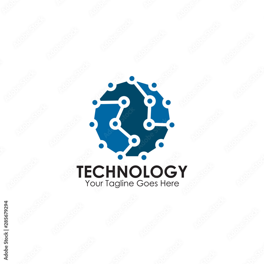 Technology logo design inspiration with using atom chain icon Stock ...