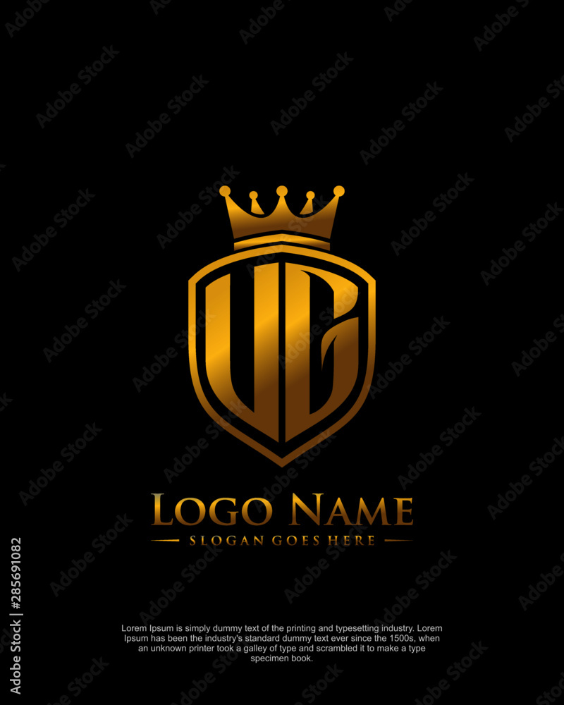 initial UG letter with shield style logo template vector Stock Vector ...