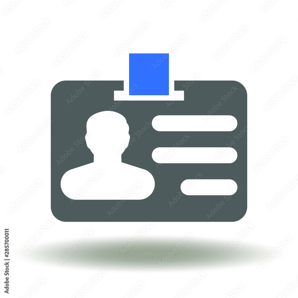 ID card name tag icon vector. Identification personal badge logo ...