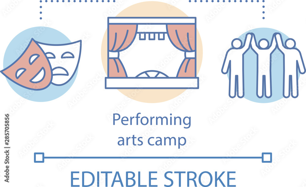 Performing arts, acting camp concept icon. Creative personalities ...