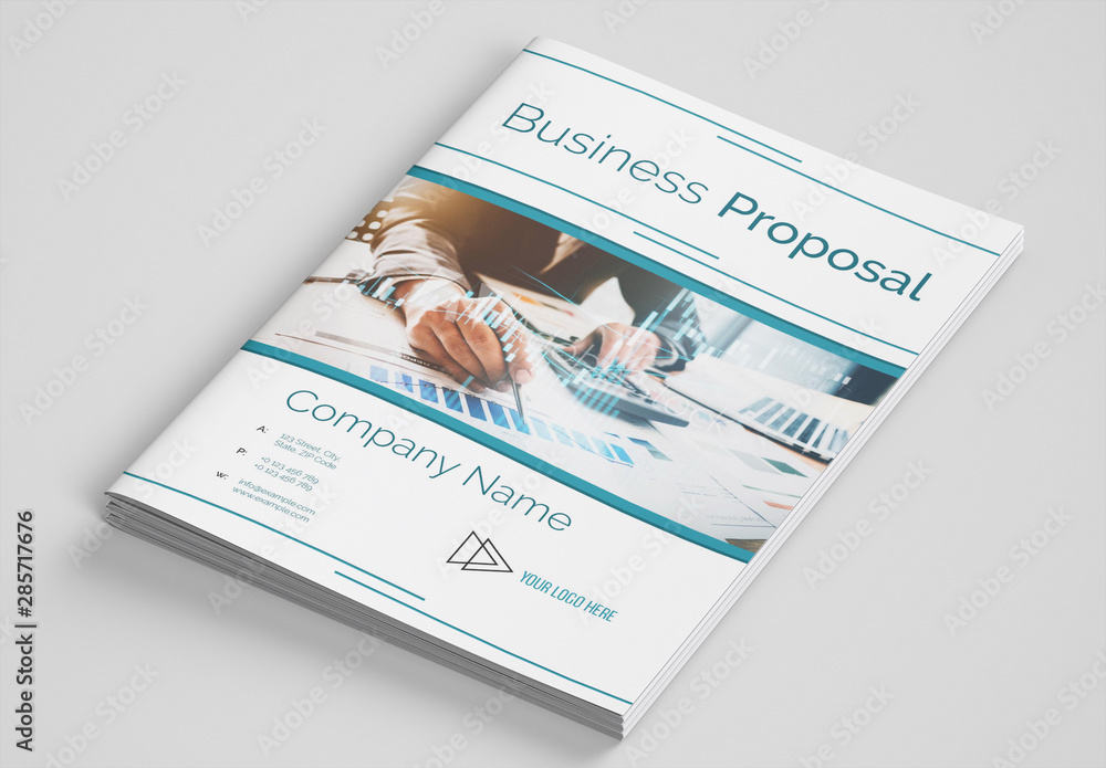 Business Proposal Layout with Teal Accents Stock Template | Adobe Stock