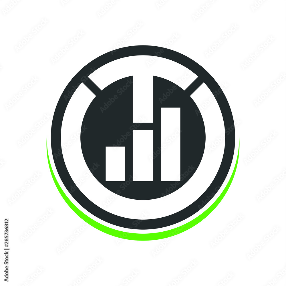 Letter T and business bar chart symbol. Vector logo. Stock Vector ...