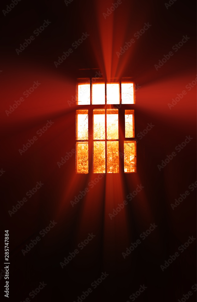 Vintage window with dramatic light rays background hd Stock Photo ...