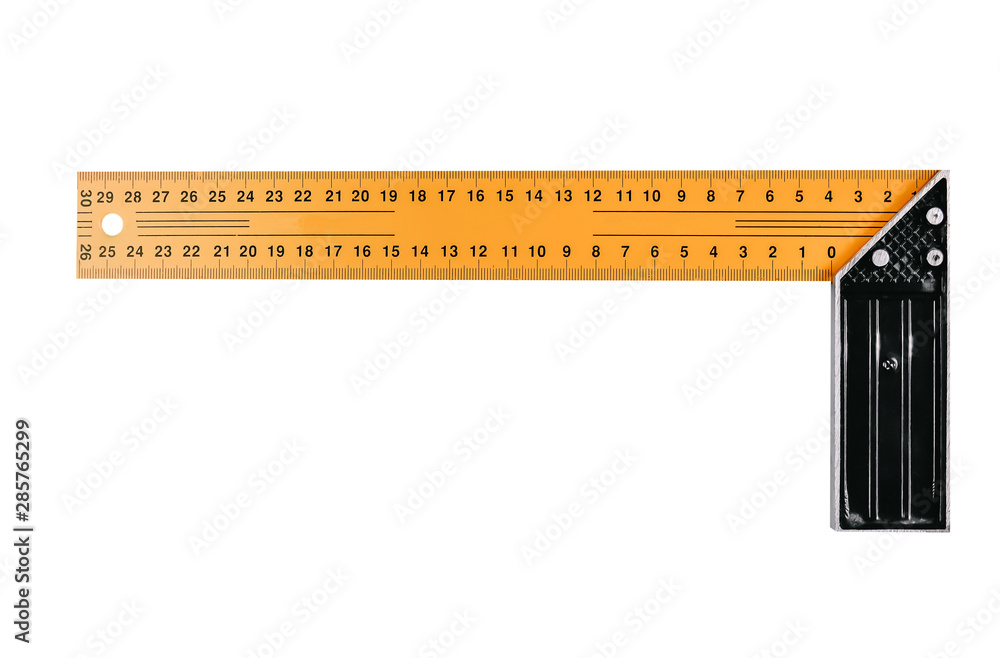 Construction square triangle centimeter ruler isolated on white ...