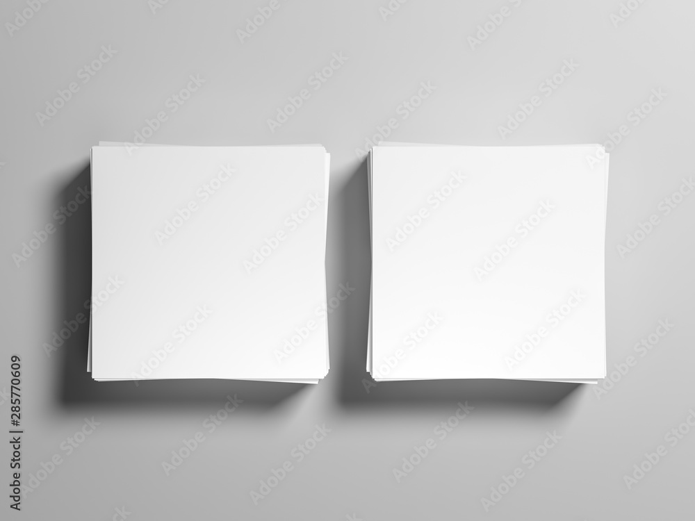 Two stacks of square paper sheets mockup Stock Illustration | Adobe Stock
