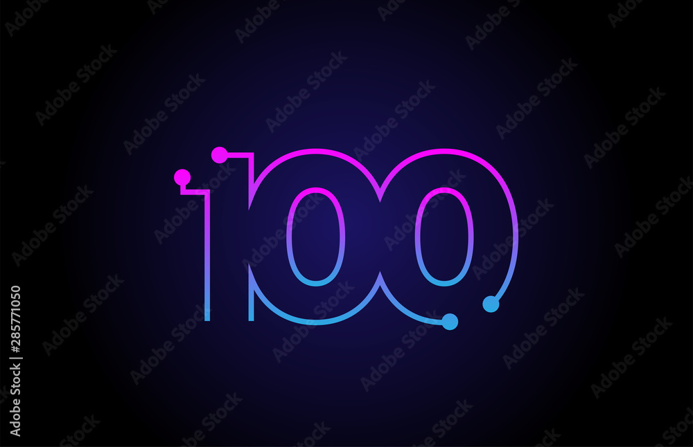 Number 100 logo icon design in pink blue colors Stock Vector | Adobe Stock