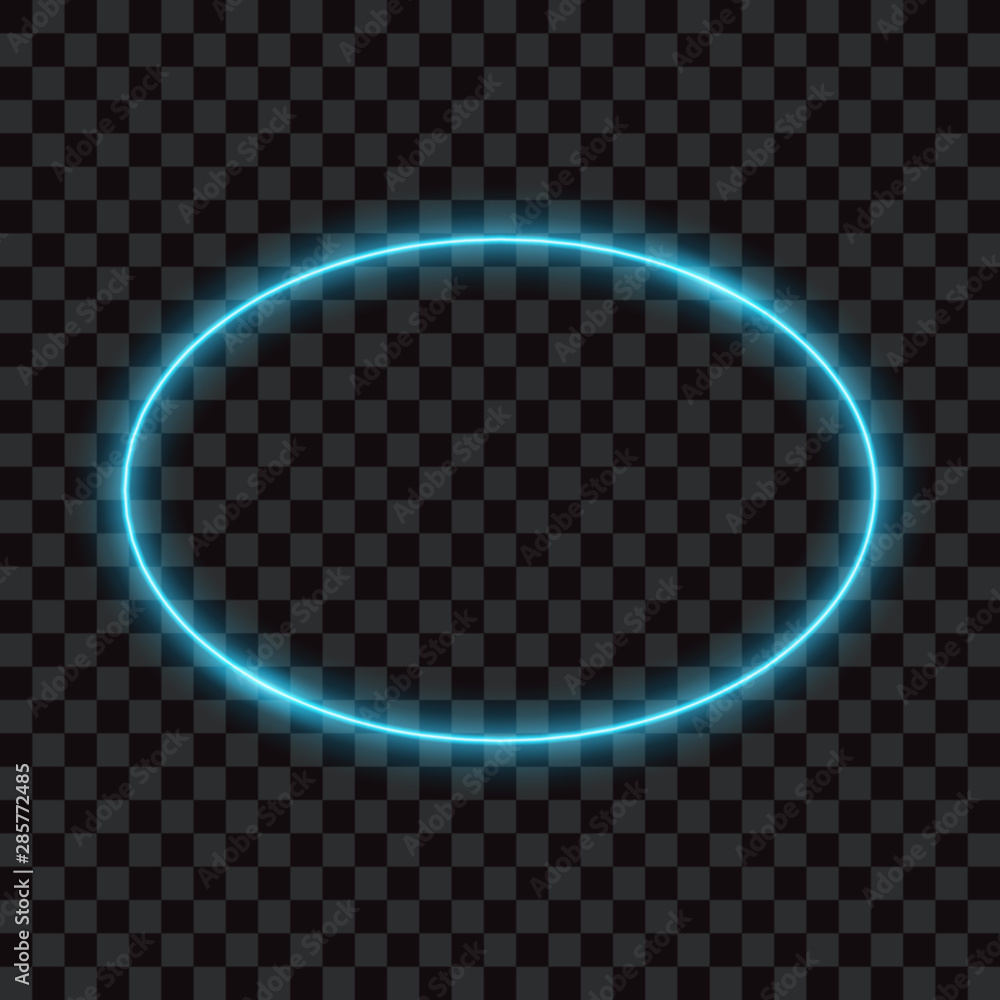 Neon oval frame on transparent background, vector illustration. Stock ...