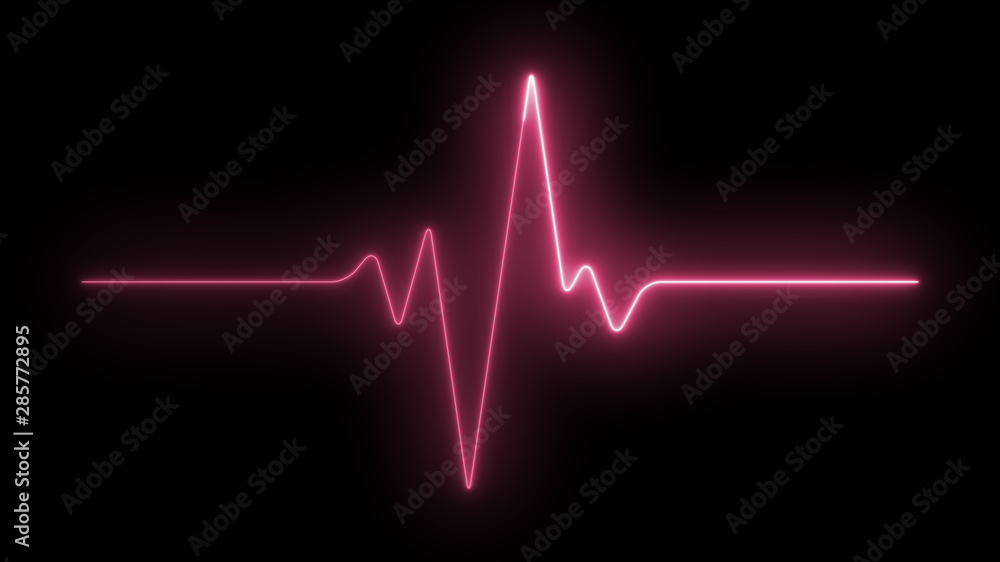 Ekg neon pulse monitor with signal. Heart beat. ilustración de Stock ...