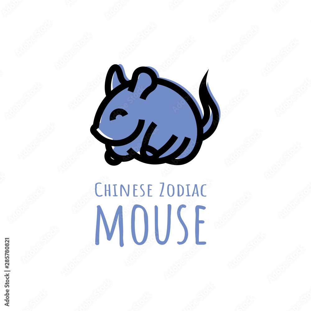 chinese zodiac or shio mouse logo design in flat style template for all ...