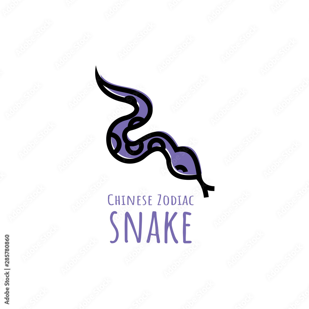 chinese zodiac or shio snake logo design in flat style template for all ...