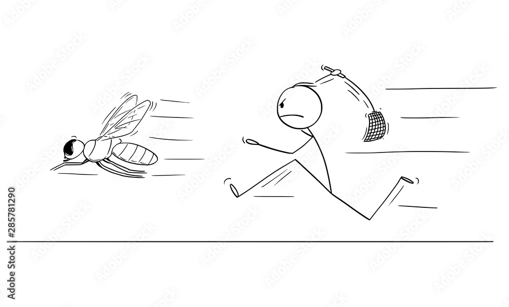 Vector cartoon stick figure drawing conceptual illustration of man or ...