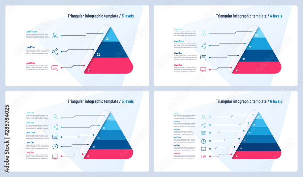 Vector infographic templates in the shape of triangle, pyramid Stock ...