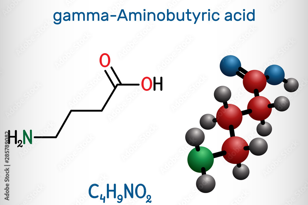 Gamma-Aminobutyric acid, GABA molecule. It is a naturally occurring ... Gamma-Aminobutyric acid, GABA molecule. It is a naturally occurring ...