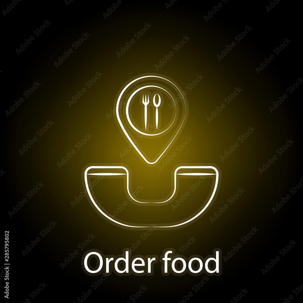 fast food phone, order line neon icon. Element of food illustration ...