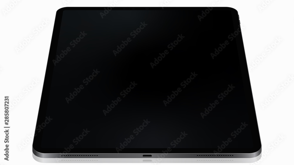 Realistic tablet with realistic screen on reflective surface. Vector ...