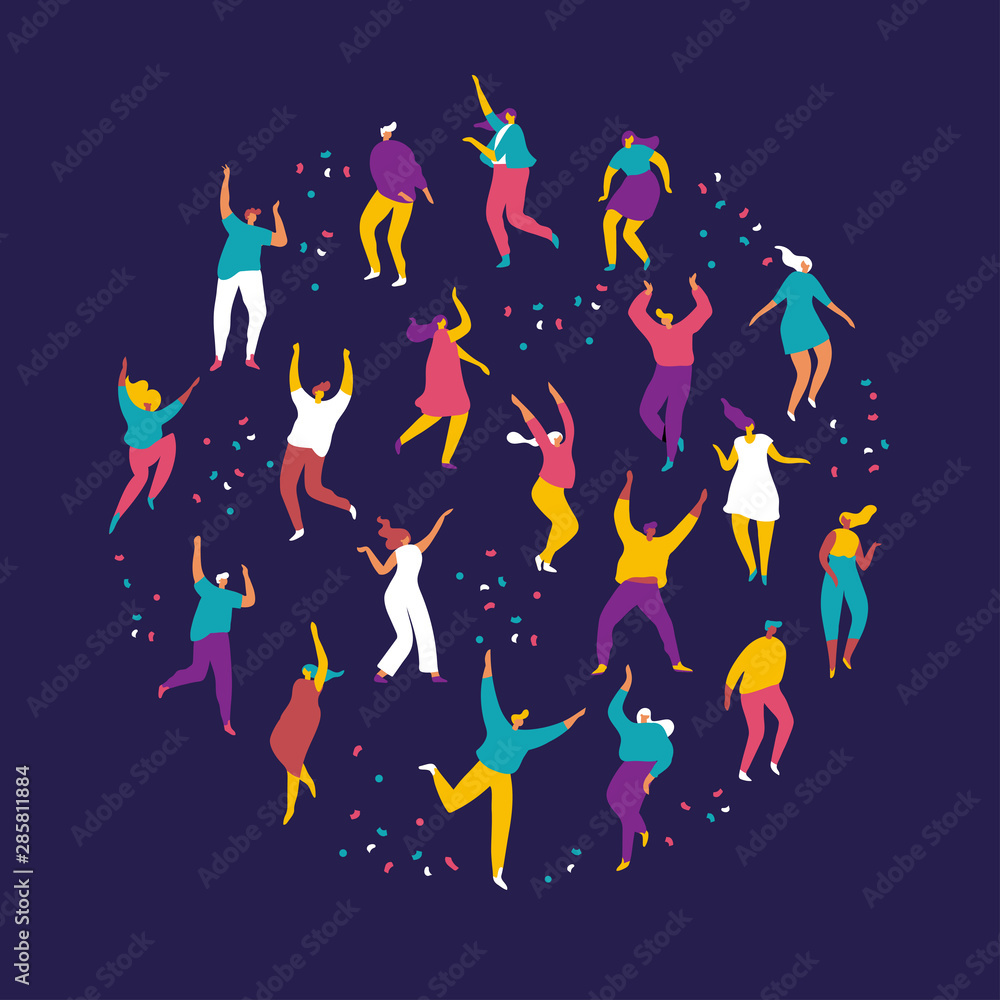 Party people. Large group of male and female cartoon characters having ...