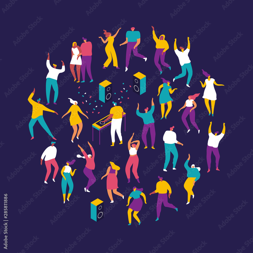 Party people. Large group of male and female cartoon characters having ...