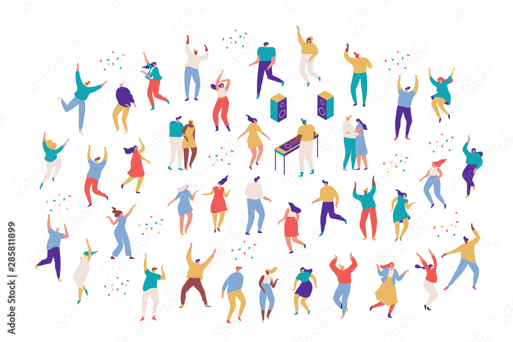 Party people. Large group of male and female cartoon characters having ...