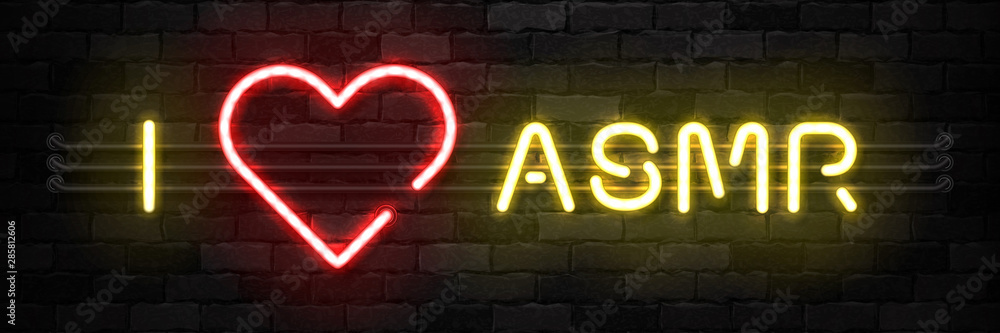 Vecteur Stock Vector realistic isolated neon sign of I love ASMR logo ...