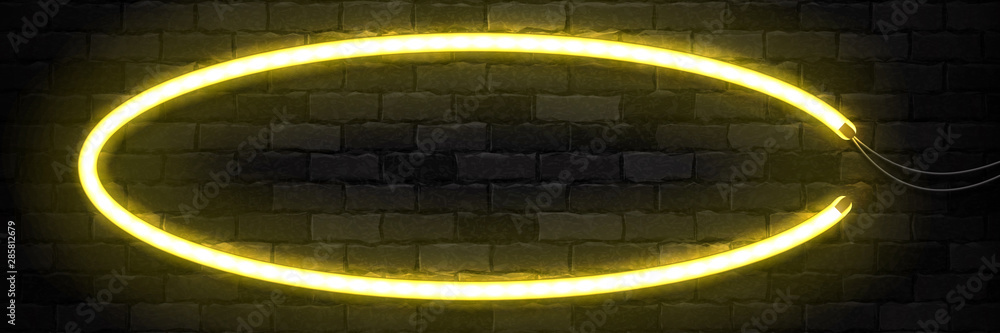 Vector realistic isolated neon sign of yellow oval frame for template ...