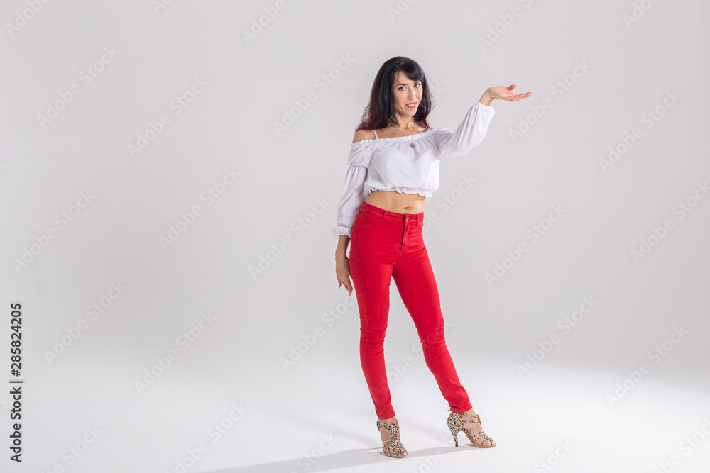 Latin dance, contemporary dance, bachata solo and cha-cha-cha concept ...