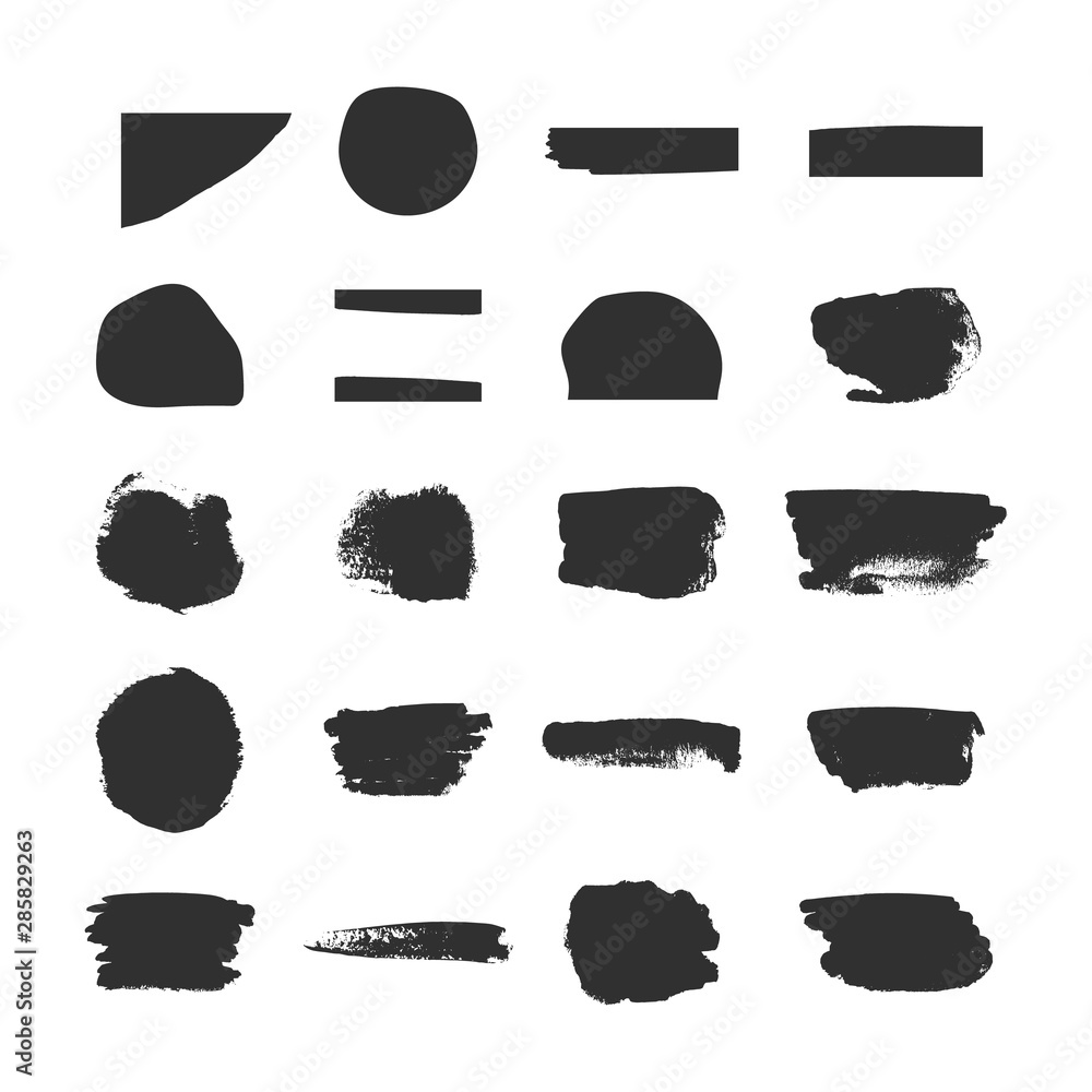 Collection of different charcoal hatches. Brush texture. Rough edges ...