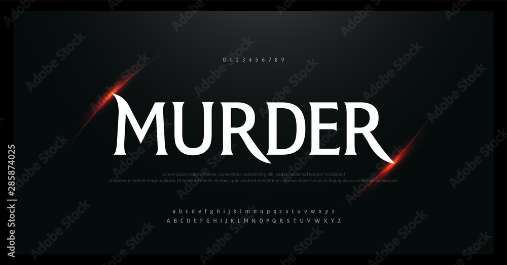 Horror, scary movie alphabet font. Typography halloween murder for logo ...