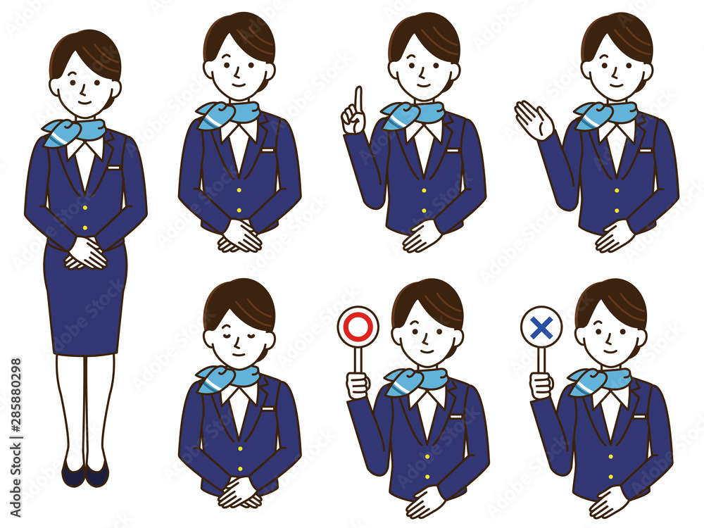 CA 制服女性シンプルイラスト セット Stock ベクター | Adobe Stock