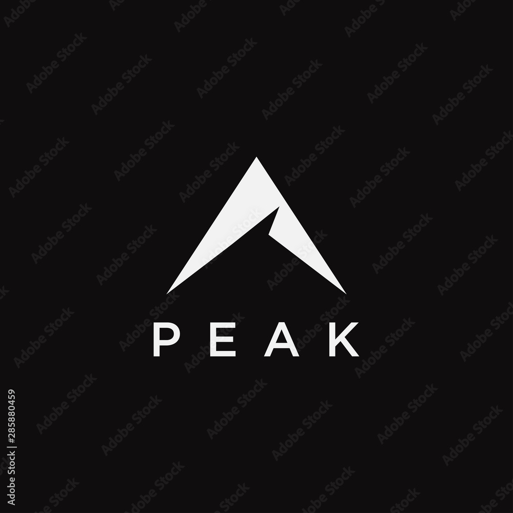 Abstract mountain peak logo icon vector template on black background ...