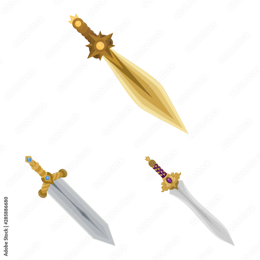 Vector illustration of sword and dagger logo. Set of sword and weapon ...