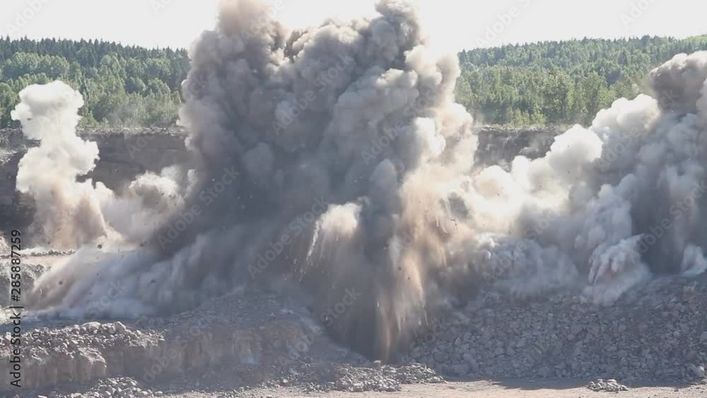 a powerful explosion at a granite quarry Stock Video | Adobe Stock