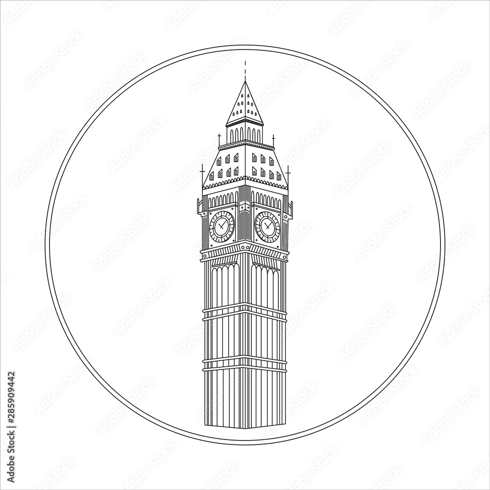 Big Ben Logo Design Symbol of London. Famous Landscape. Stock Vector ...
