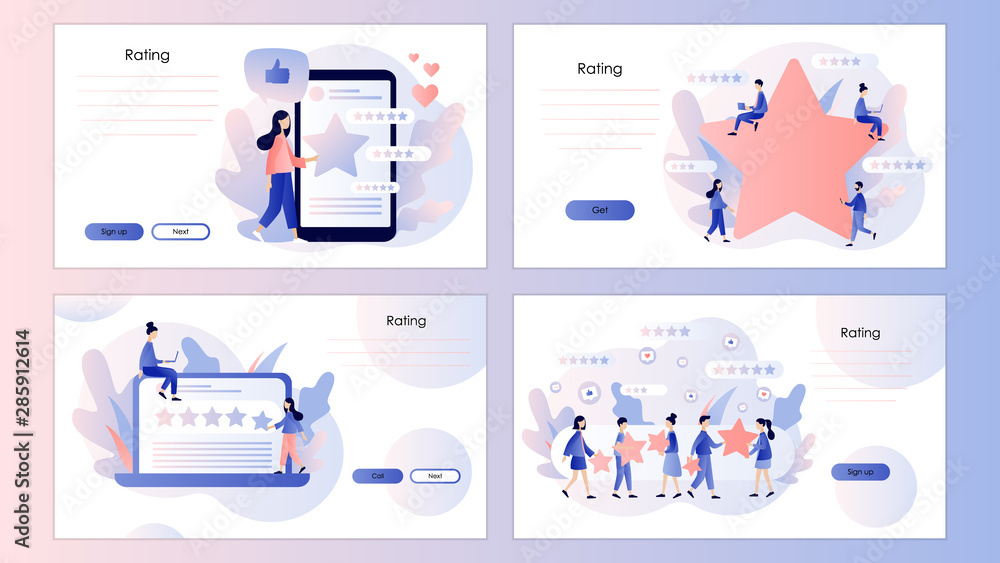 Star rating concept. Customer reviews. Screen template for mobile smart ...