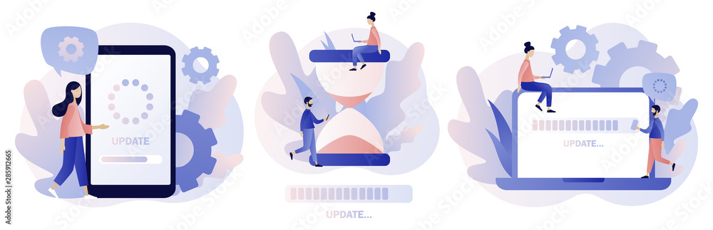System update concept. Modern flat cartoon style. Vector illustration ...